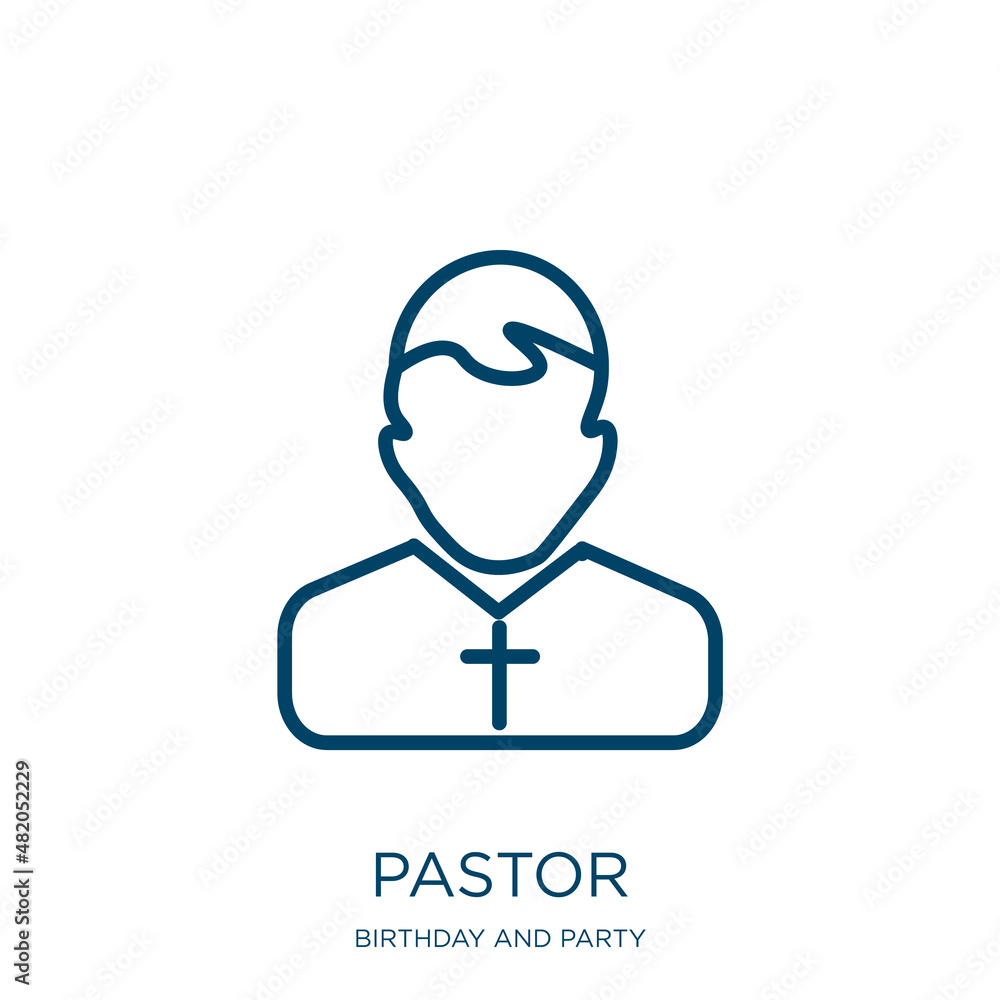 pastor icon from birthday and party collection. Thin linear pastor ...