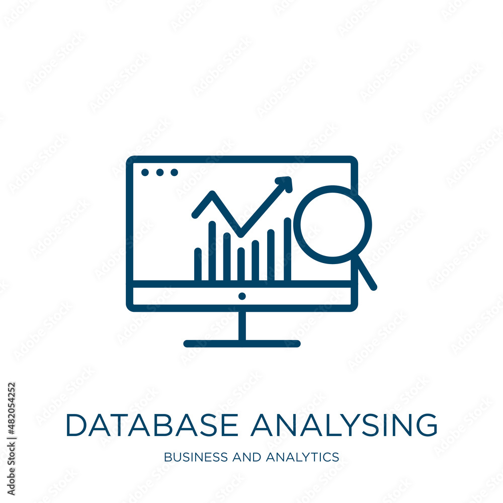 Database Analysing Icon From Business And Analytics Collection Thin Linear Database Analysing