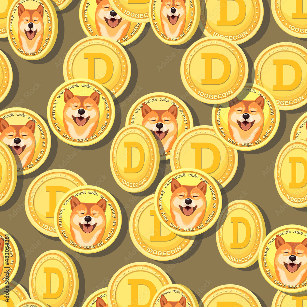 Dog coin sample. Meme tokens. Golden coin with face of the Shiba Inu ...