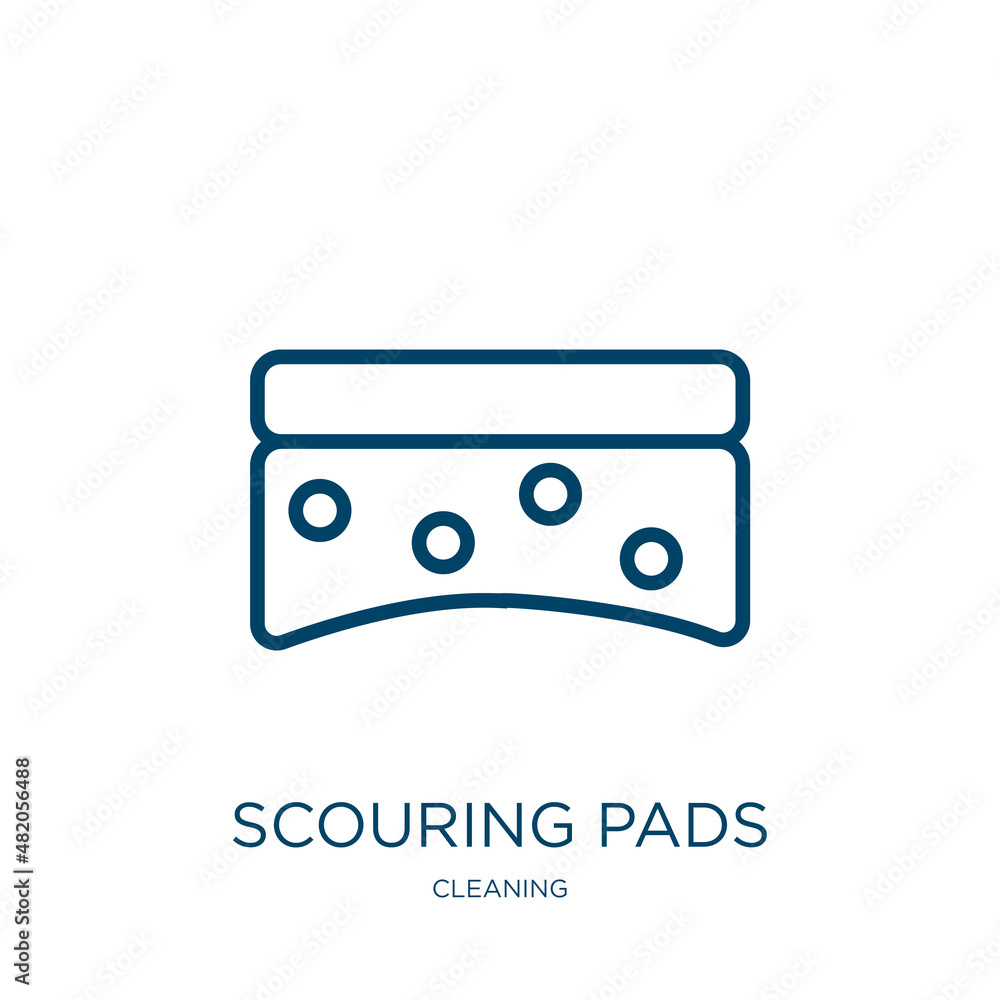 scouring pads icon from cleaning collection. Thin linear scouring pads ...
