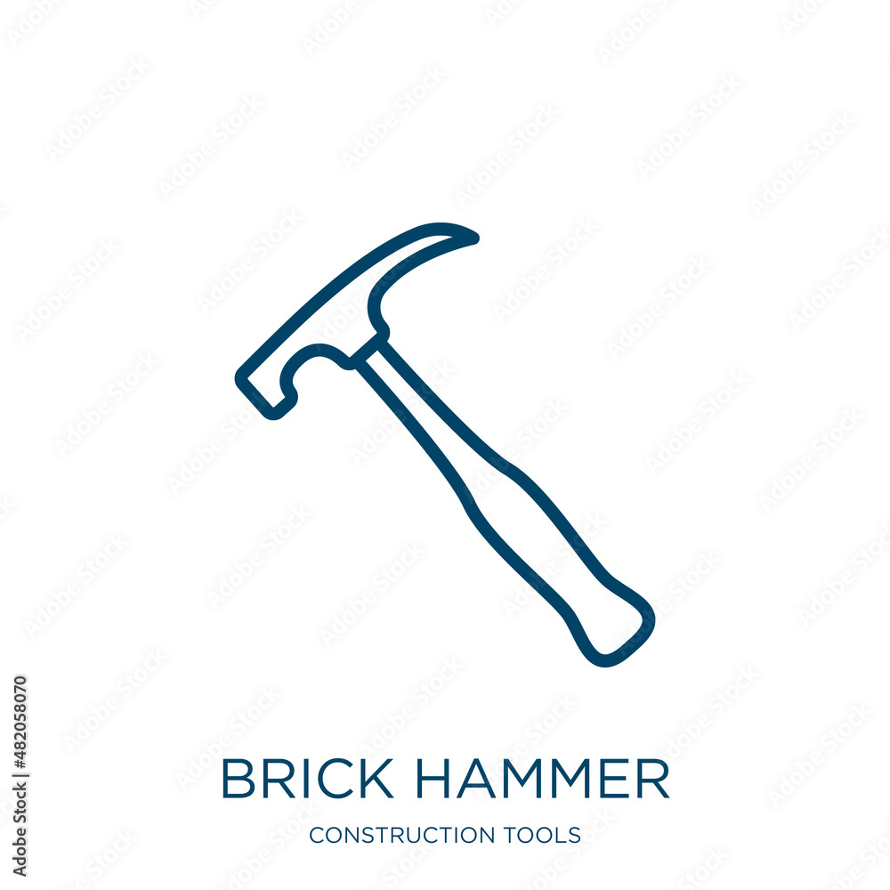 brick hammer icon from construction tools collection. Thin linear brick ...