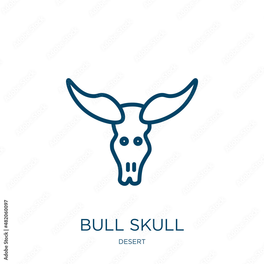 bull skull icon from desert collection. Thin linear bull skull ...