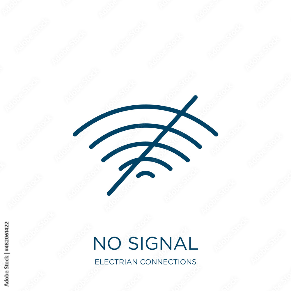 no signal icon from electrian connections collection. Thin linear no ...