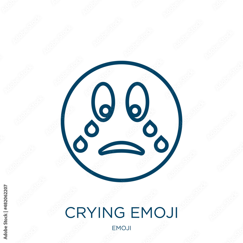 crying emoji icon from emoji collection. Thin linear crying emoji, mood ...