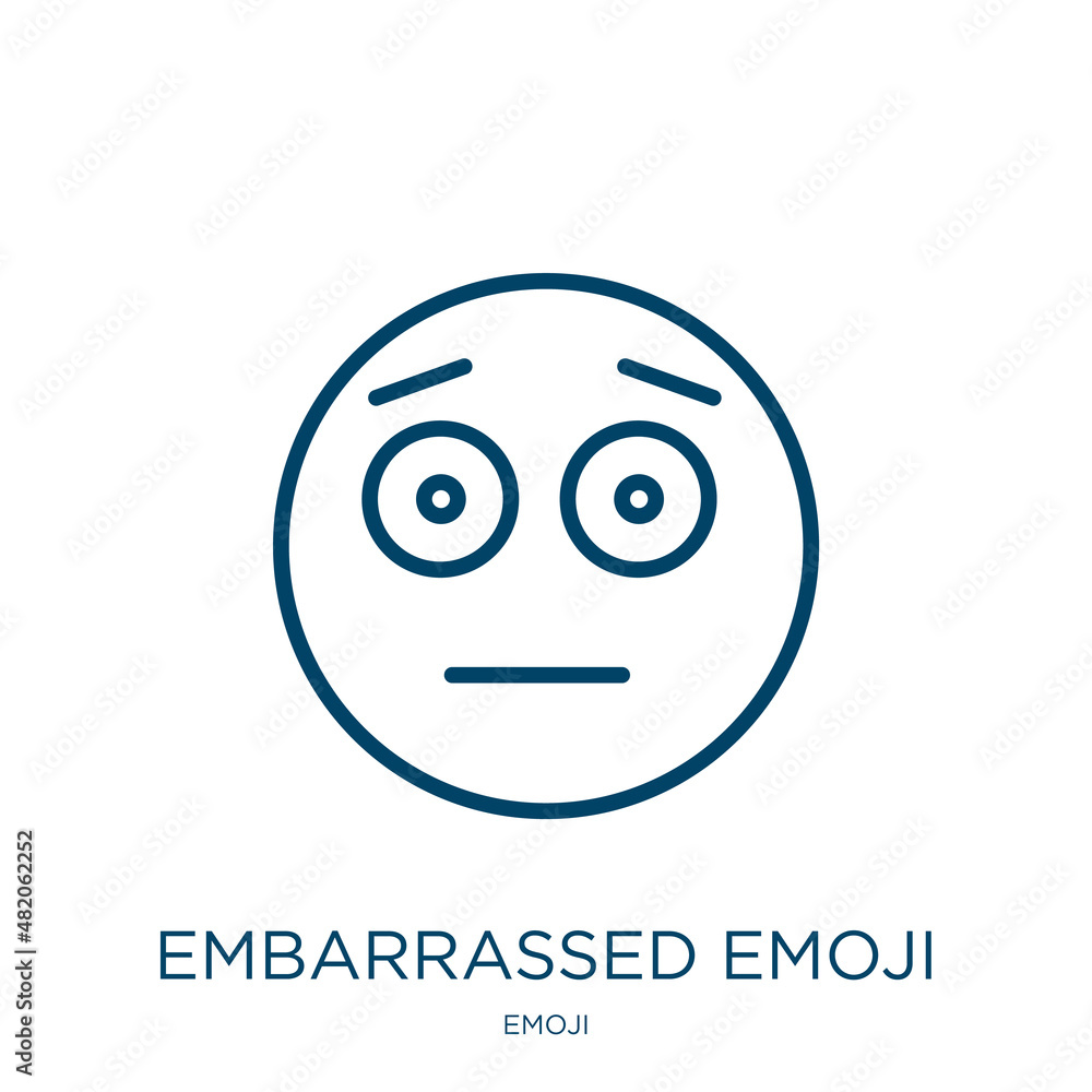 embarrassed emoji icon from emoji collection. Thin linear embarrassed ...