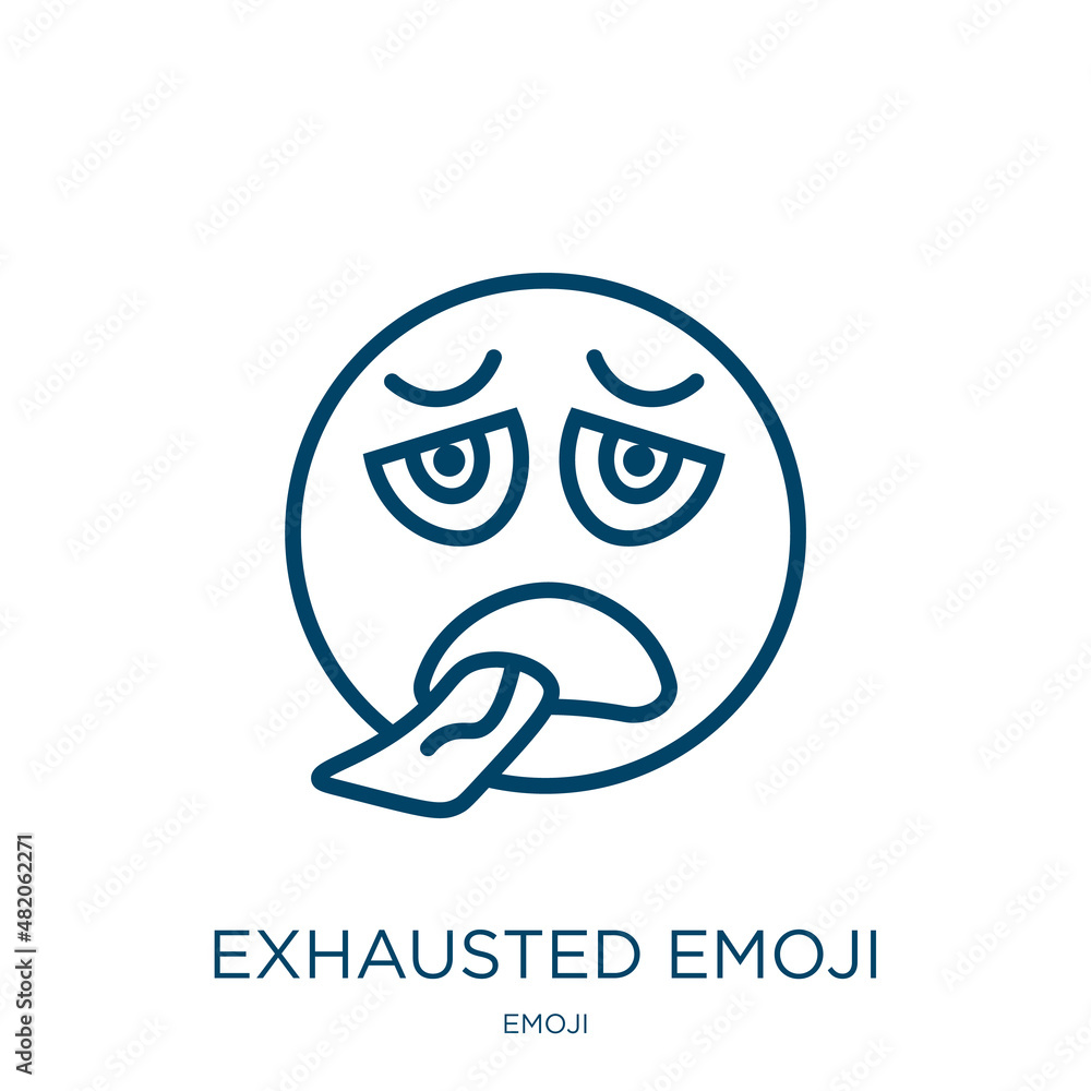 exhausted emoji icon from emoji collection. Thin linear exhausted emoji ...
