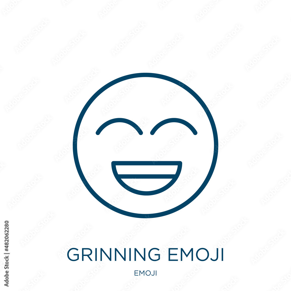 grinning emoji icon from emoji collection. Thin linear grinning emoji ...