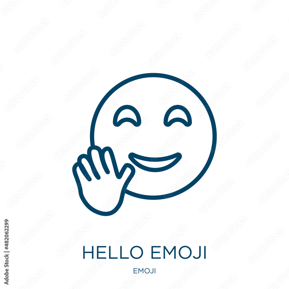 hello emoji icon from emoji collection. Thin linear hello emoji ...