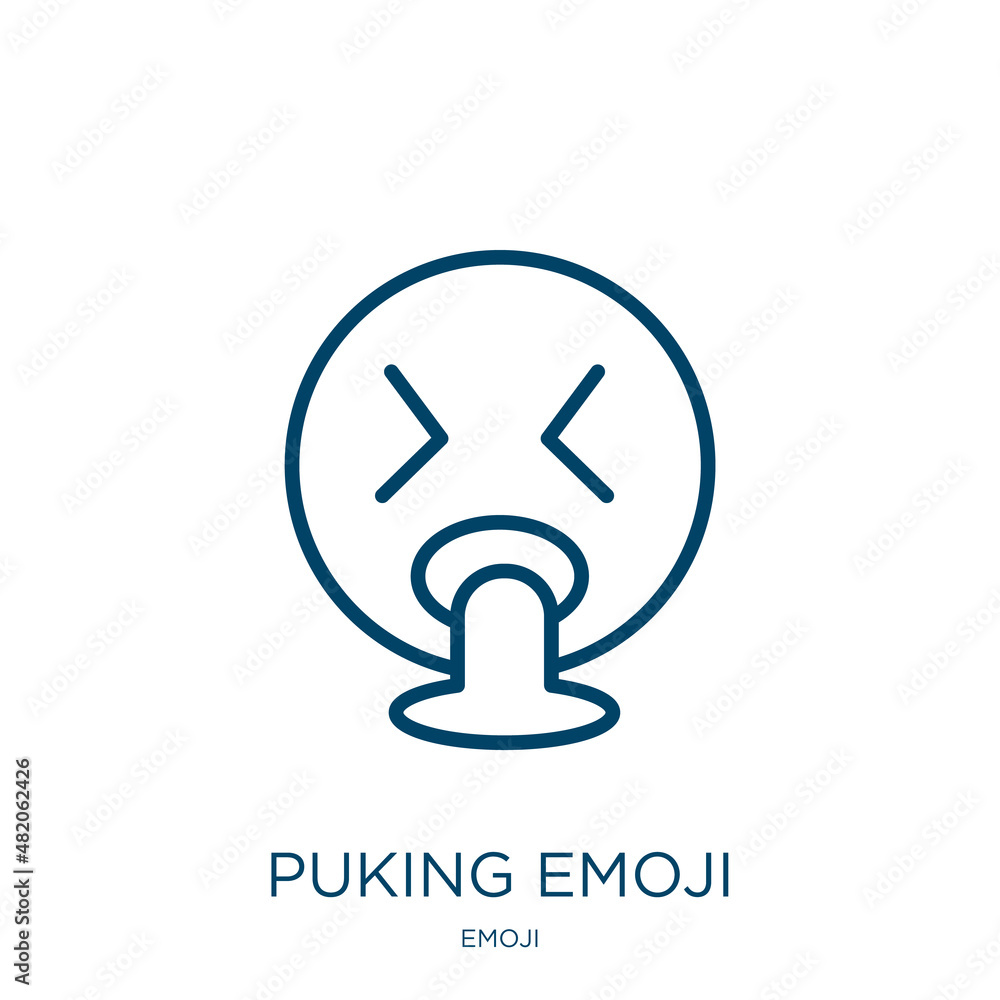 puking emoji icon from emoji collection. Thin linear puking emoji, face ...