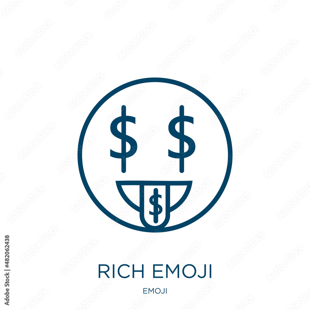 rich emoji icon from emoji collection. Thin linear rich emoji, emoticon ...