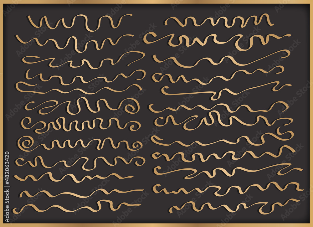 Gold Ribbon Line Set Stock Vector | Adobe Stock