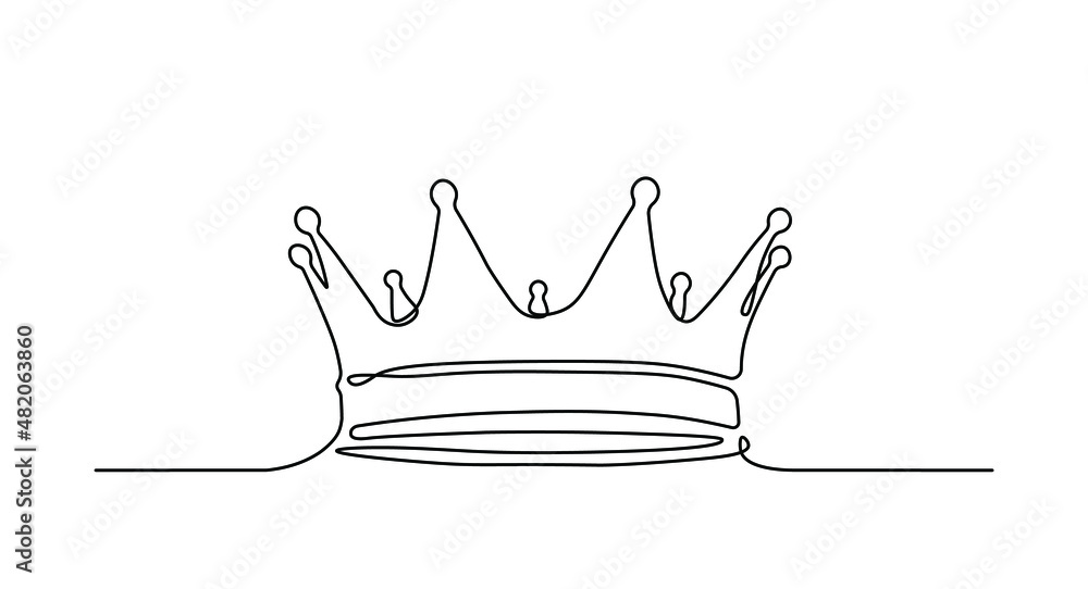 Crown one line vector illustartion Stock Vector | Adobe Stock