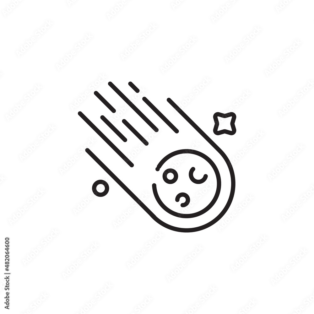 Falling Meteor With Long Tail Icon, Simple Style. Meteorite icon in ...
