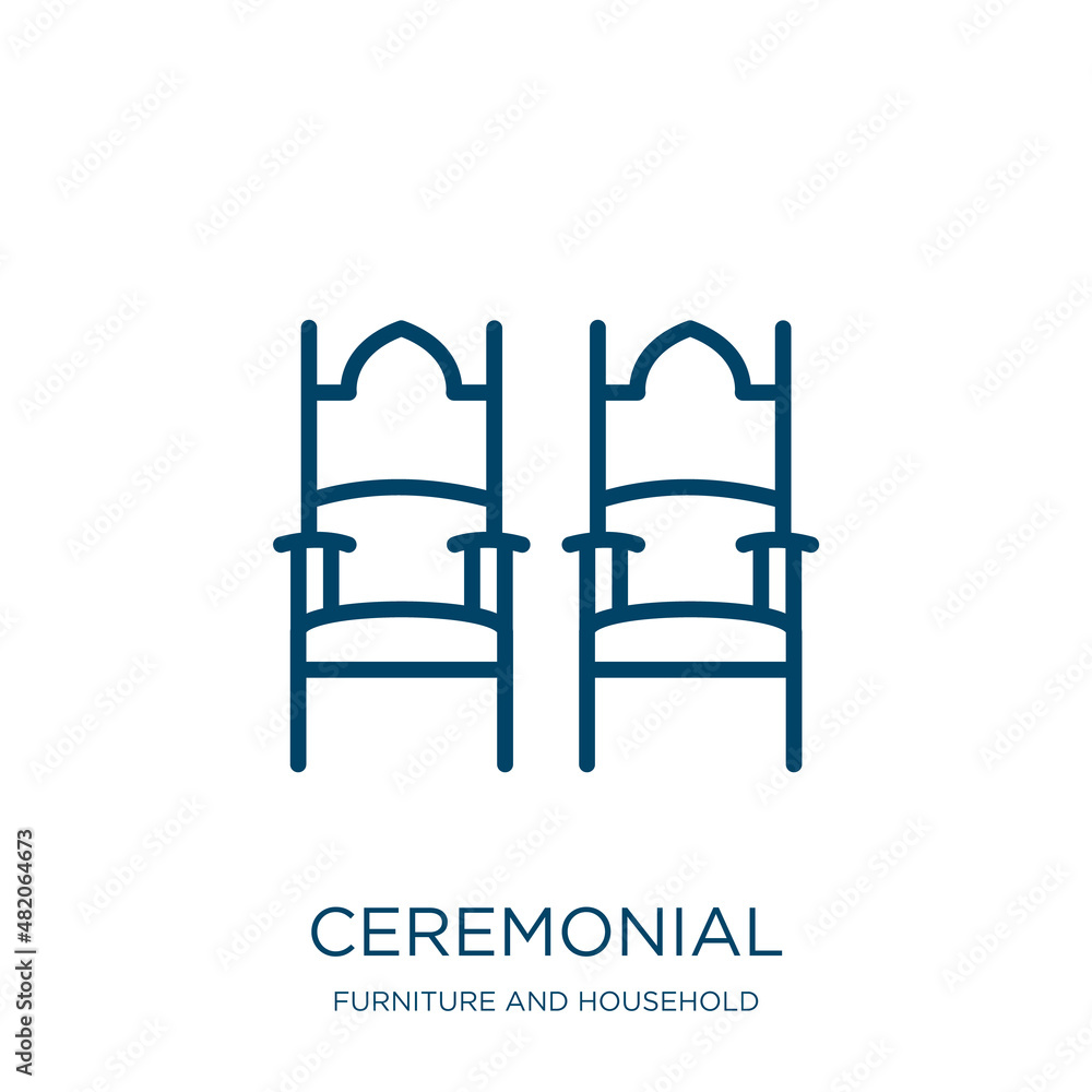 ceremonial icon from furniture and household collection. Thin linear ...