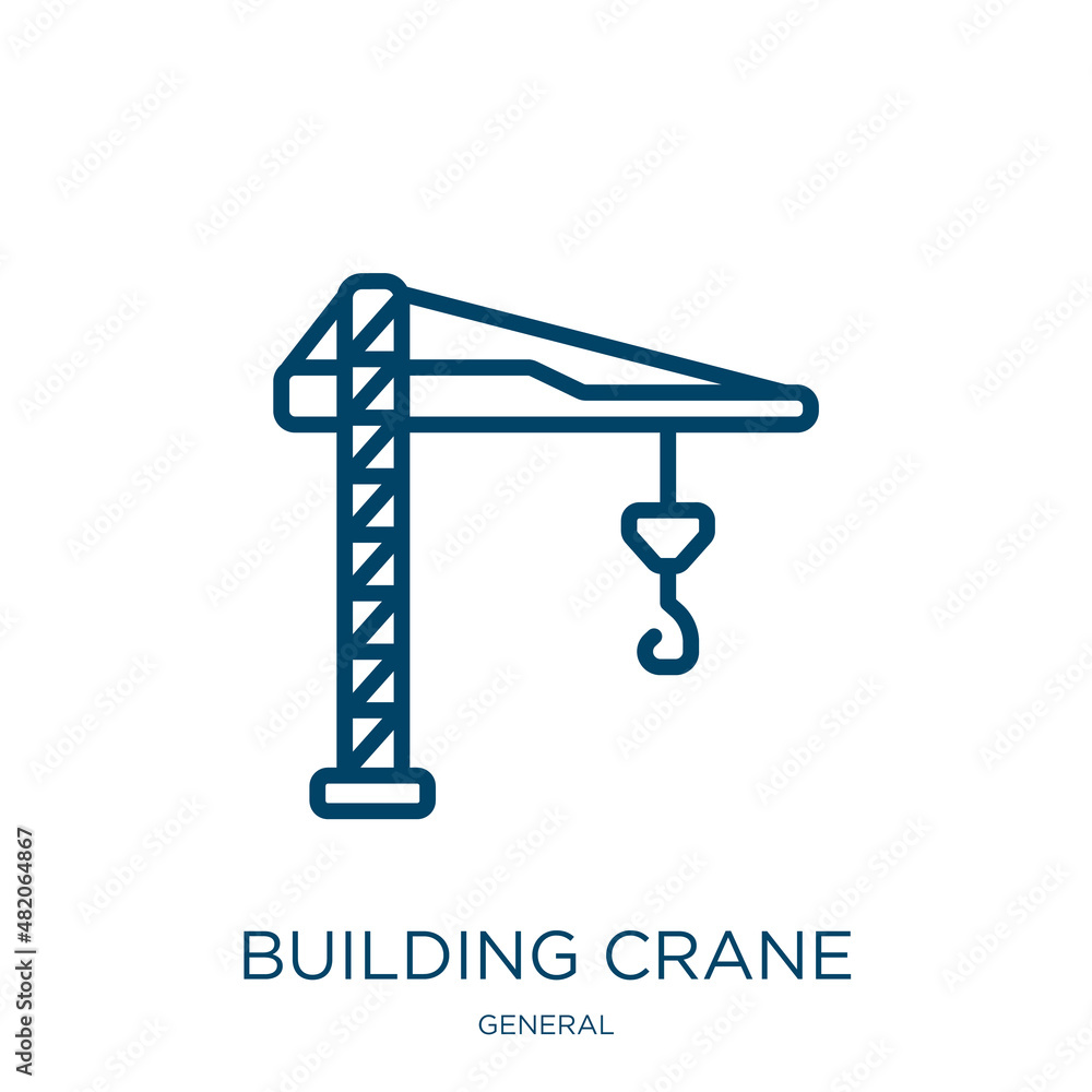 building crane icon from general collection. Thin linear building crane ...