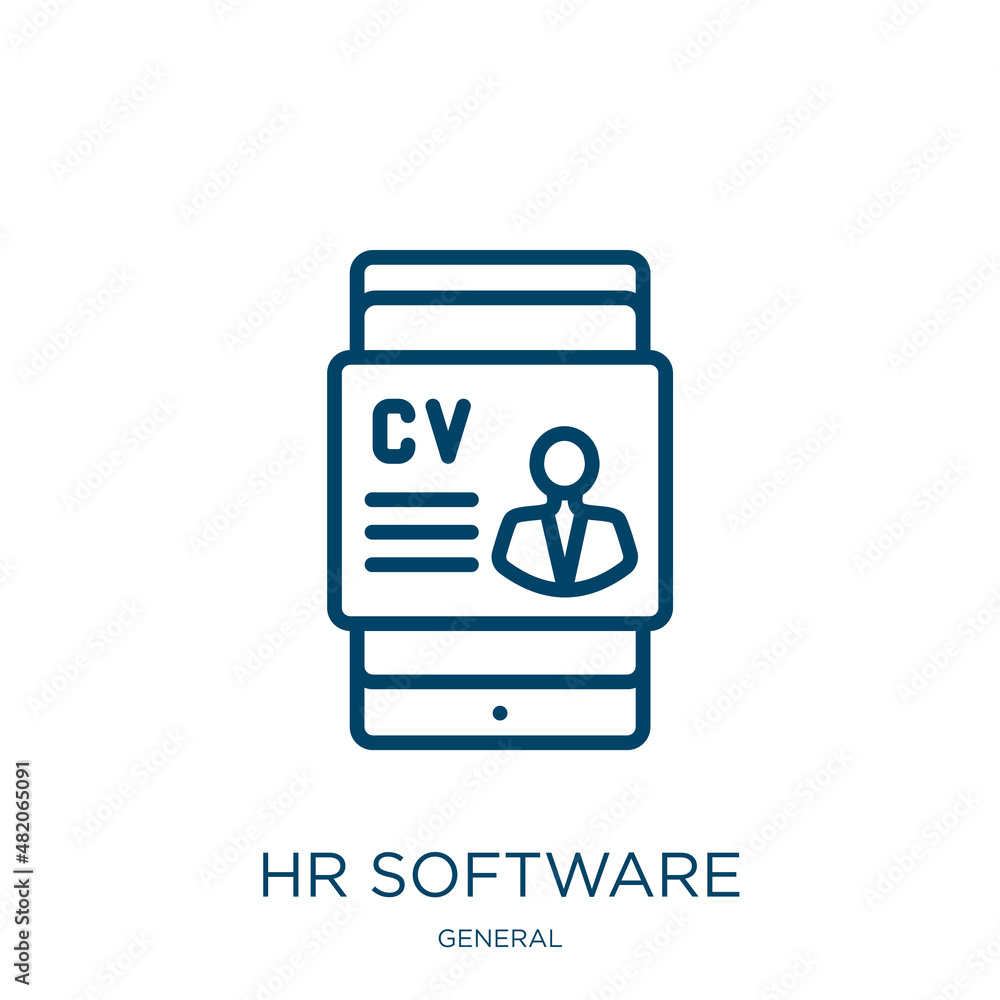 hr software icon from general collection. Thin linear hr software, hr ...