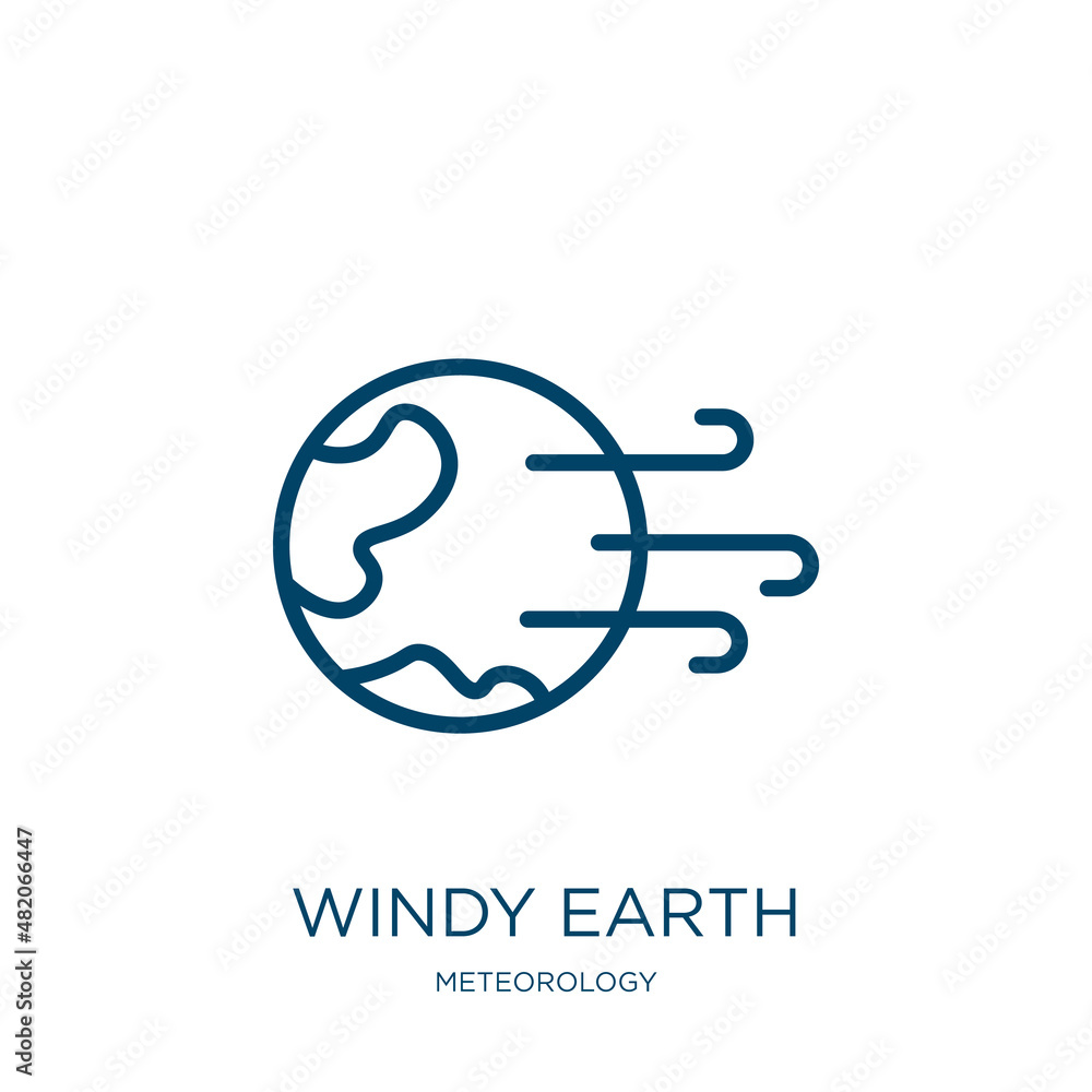 windy earth icon from meteorology collection. Thin linear windy earth ...