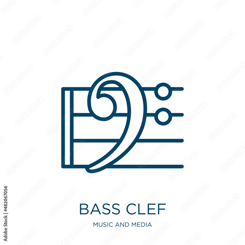 bass clef icon from music and media collection. Thin linear bass clef ...