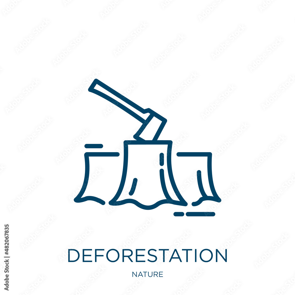 deforestation icon from nature collection. Thin linear deforestation ...