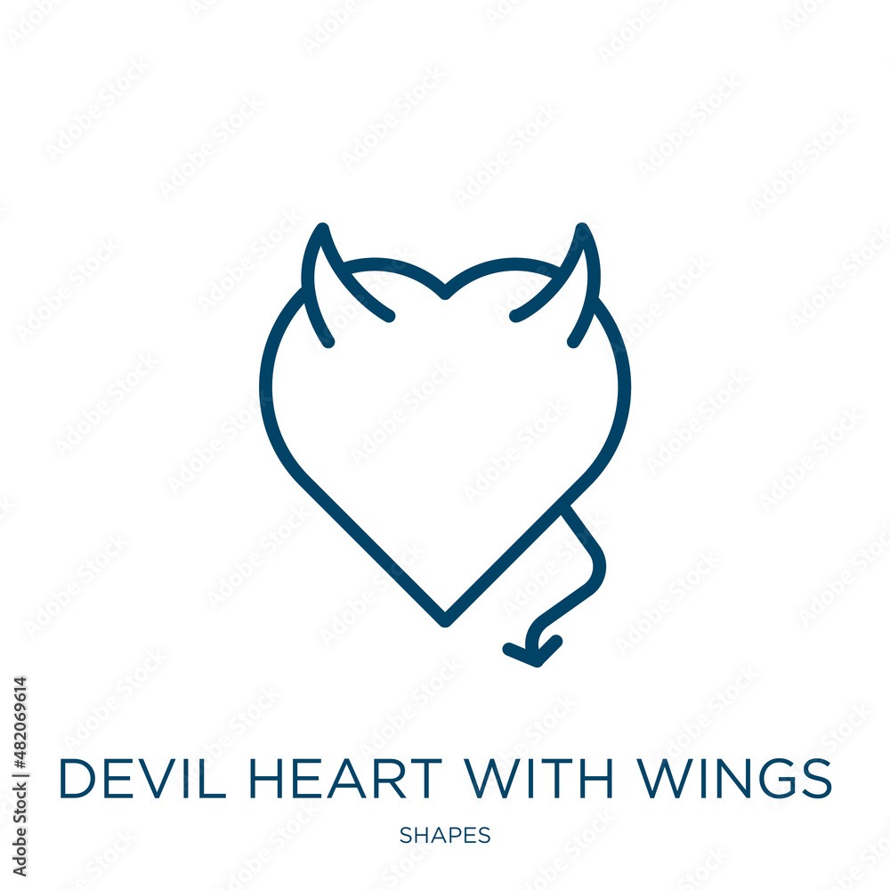 devil heart with wings icon from shapes collection. Thin linear devil ...
