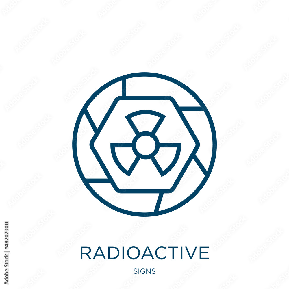 radioactive symbol icon from signs collection. Thin linear radioactive ...