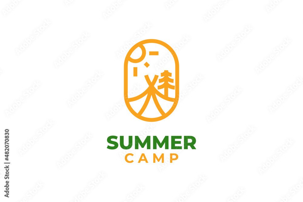 Summer camp logo design vector template Stock Vector | Adobe Stock