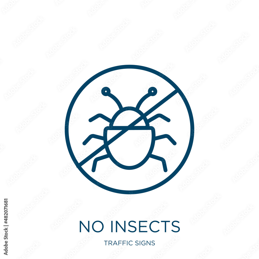 no insects icon from traffic signs collection. Thin linear no insects ...