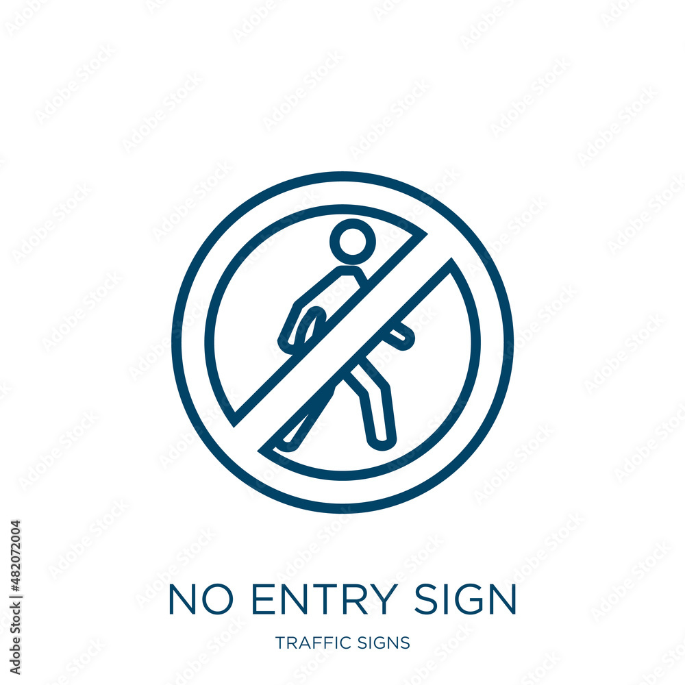 no entry sign icon from traffic signs collection. Thin linear no entry ...