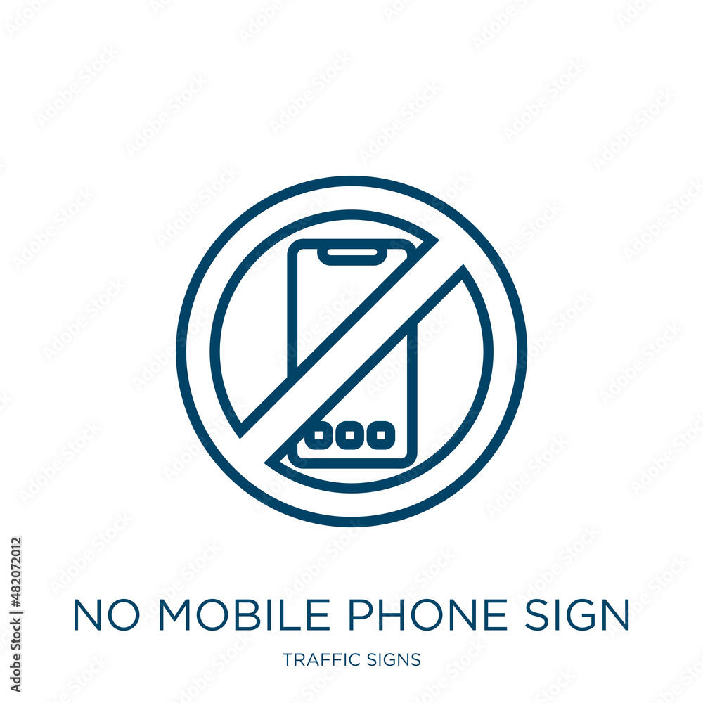 no mobile phone sign icon from traffic signs collection. Thin linear no ...