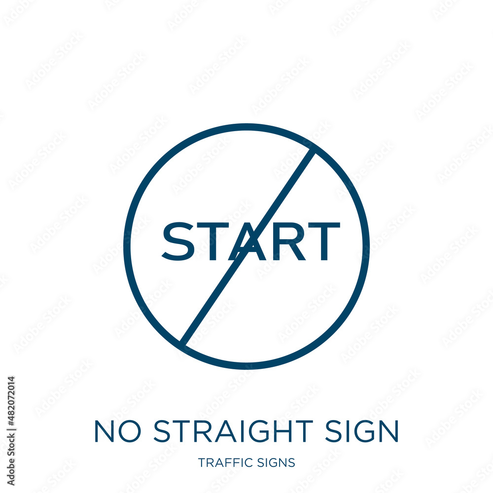 Vecteur Stock no straight sign icon from traffic signs collection. Thin ...