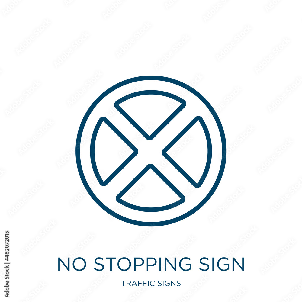 no stopping sign icon from traffic signs collection. Thin linear no ...