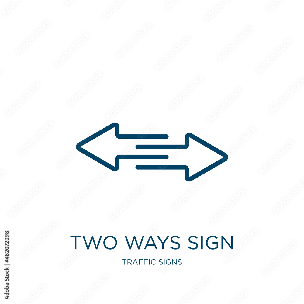two ways sign icon from traffic signs collection. Thin linear two ways ...