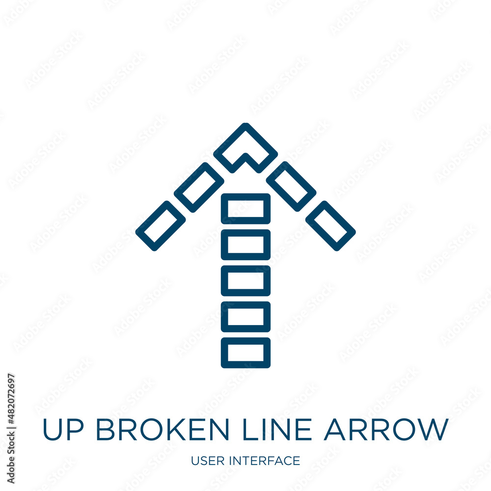 up broken line arrow icon from user interface collection. Thin linear up broken line arrow, hand ...