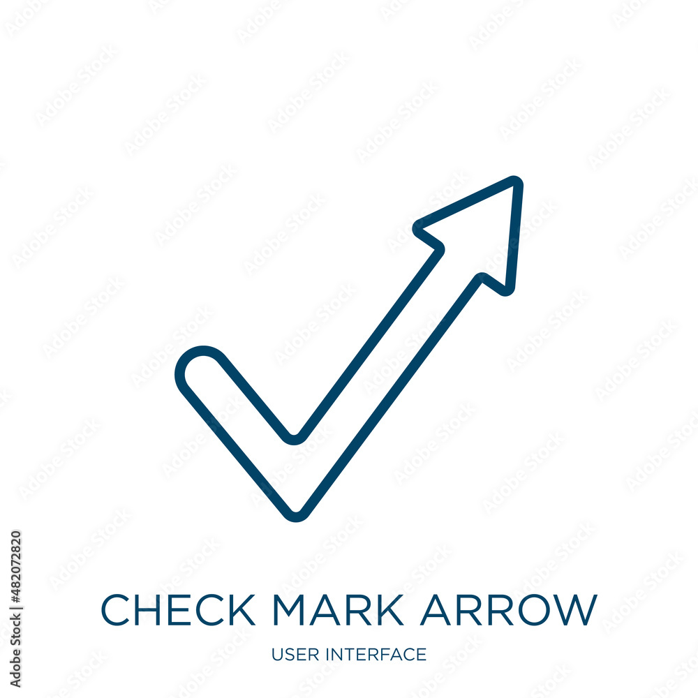 check mark arrow icon from user interface collection. Thin linear check ...