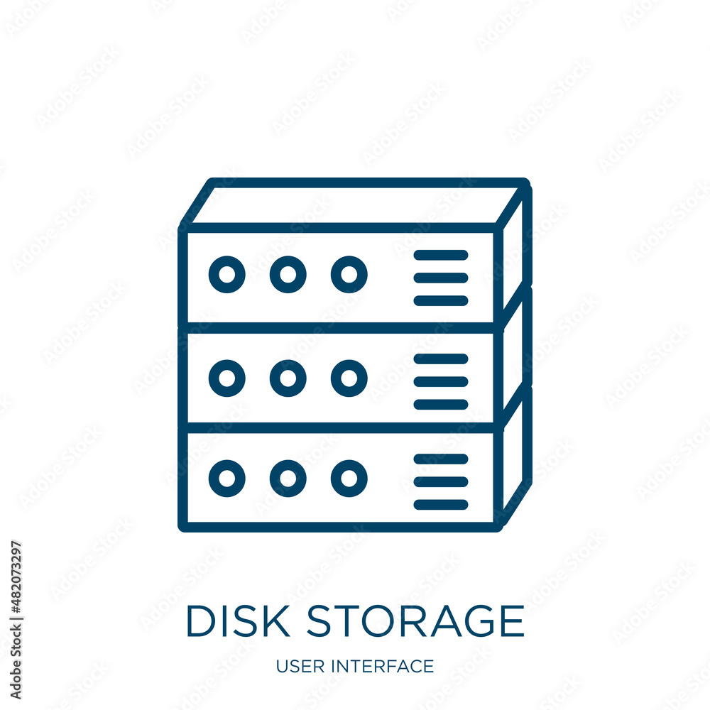 disk storage icon from user interface collection. Thin linear disk ...