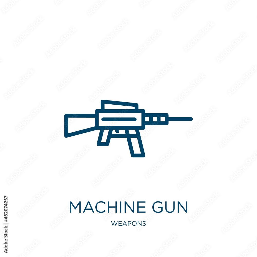 machine gun icon from weapons collection. Thin linear machine gun, gun ...