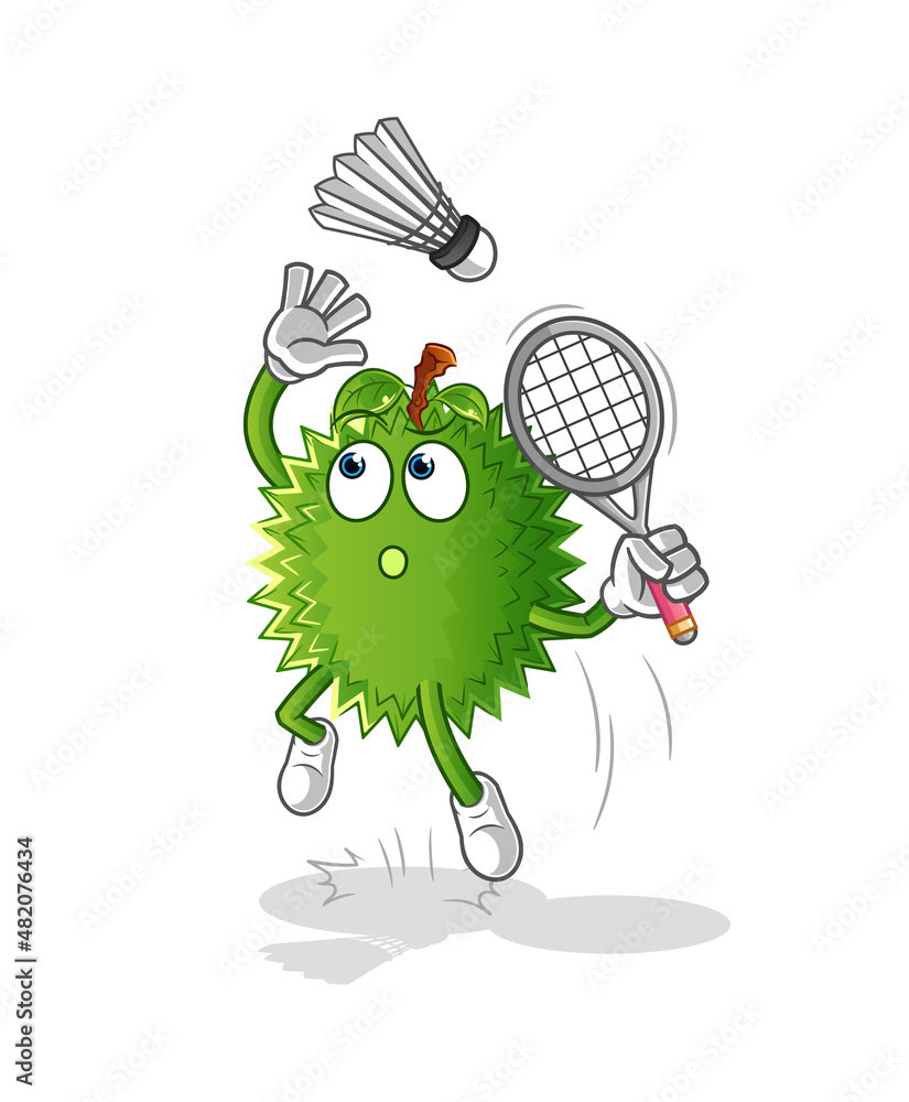durian smash at badminton cartoon. cartoon mascot vector Stock Vector ...
