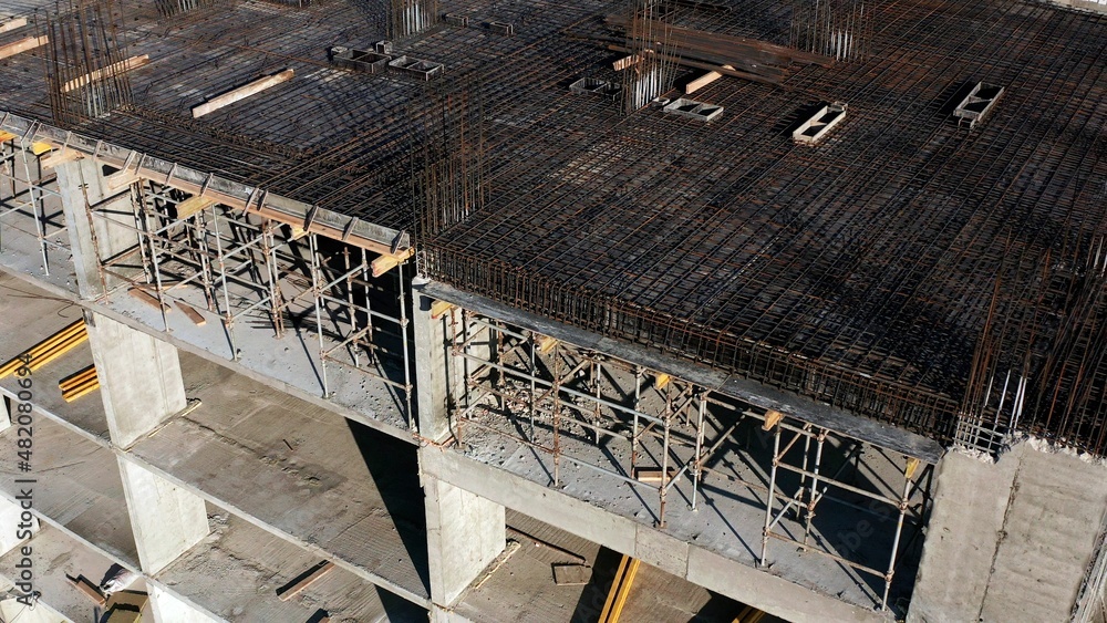 Solid walls of concrete. The framework for the walls. Formwork for ...