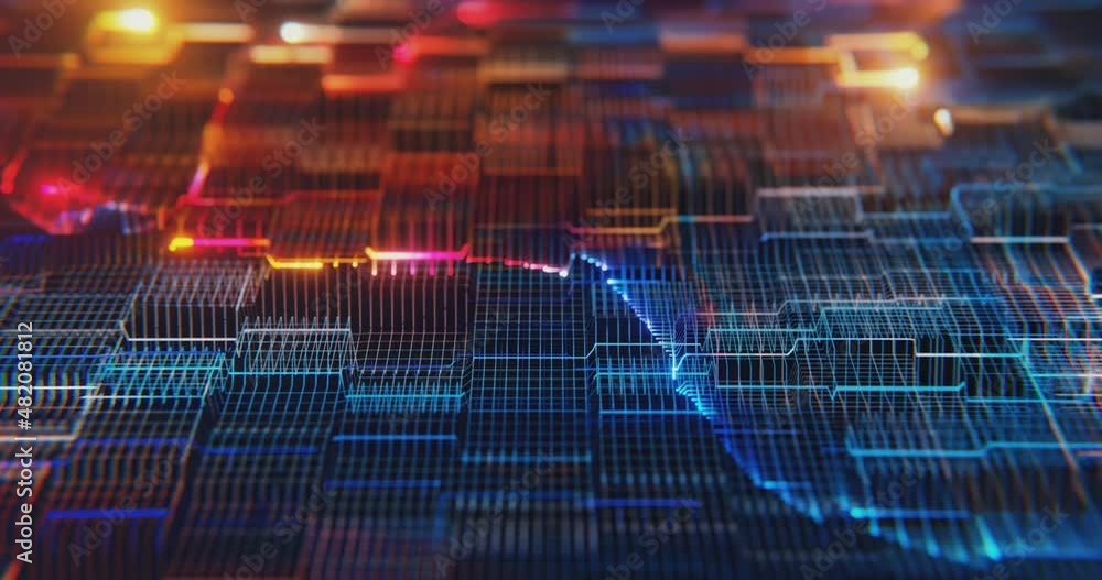 Network connection, communication grid motion graphic. Digital data ...