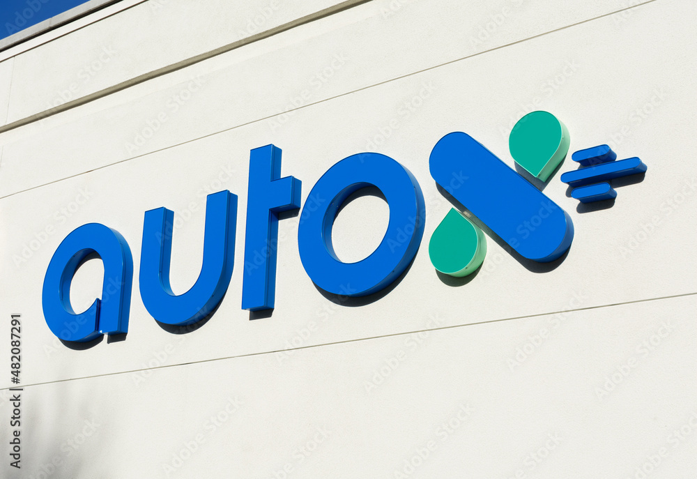 AutoX sign, logo on headquarters of AutoX Technologies in Silicon ...