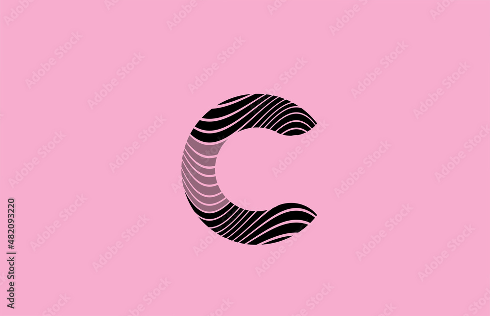 black letter C logo design icon with pink background. Creative template ...