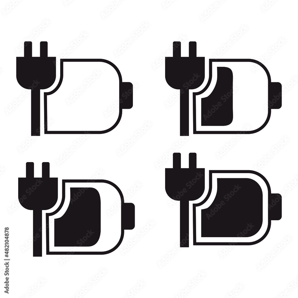 Charging Indicator Solid Black Vector Flat Design for Icon, Symbol, and ...