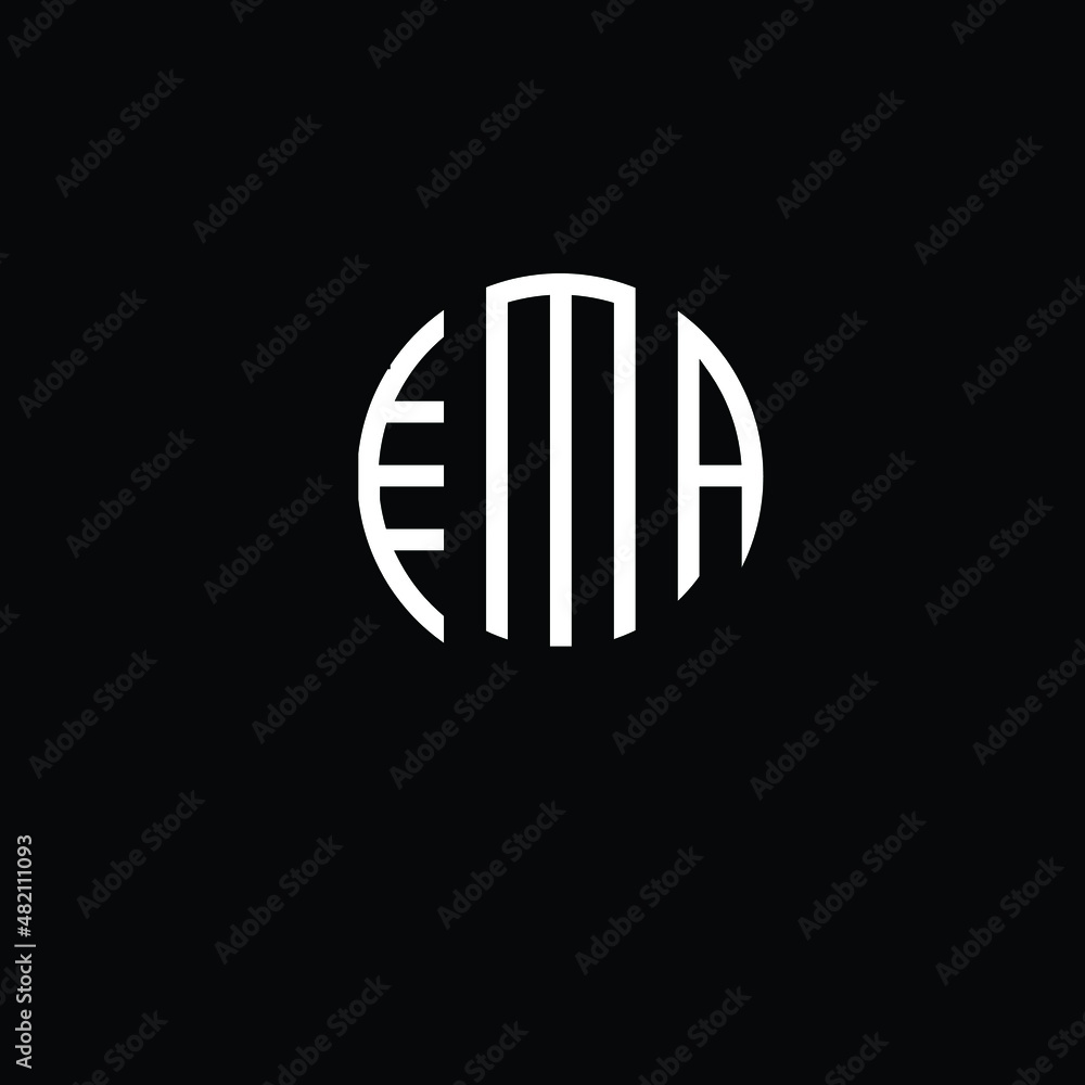 Title: EMA Letter logo design with a circular shape vector in ...