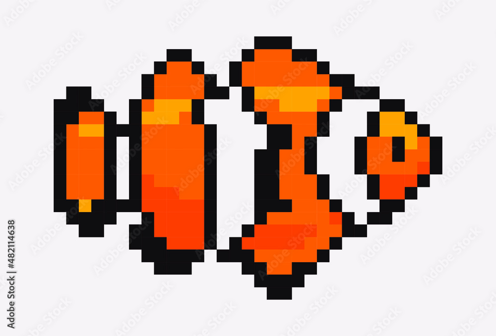 Clownfish pixel art. Stock Vector | Adobe Stock