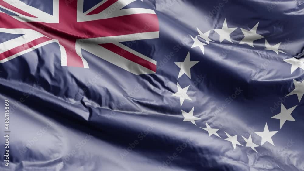 Vidéo Stock Cook Island flag waving on the wind loop. Cook Island ...
