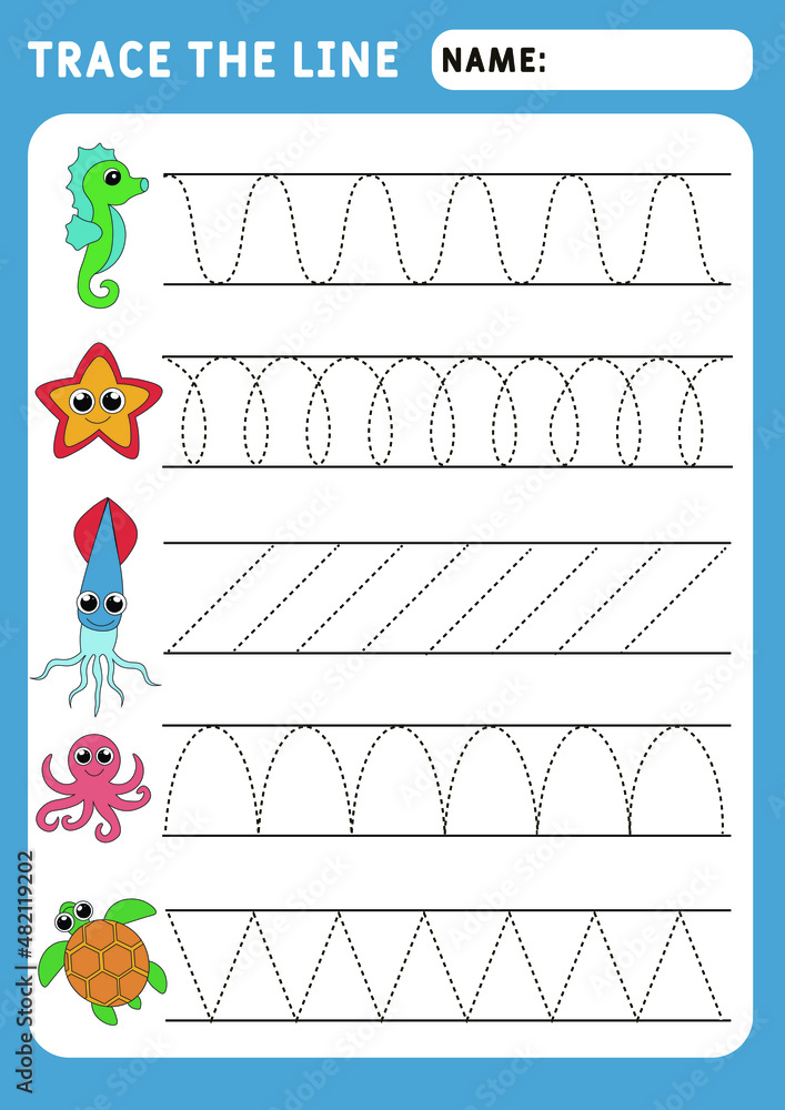 Trace line worksheet for kids. Basic writing. Working pages for ...