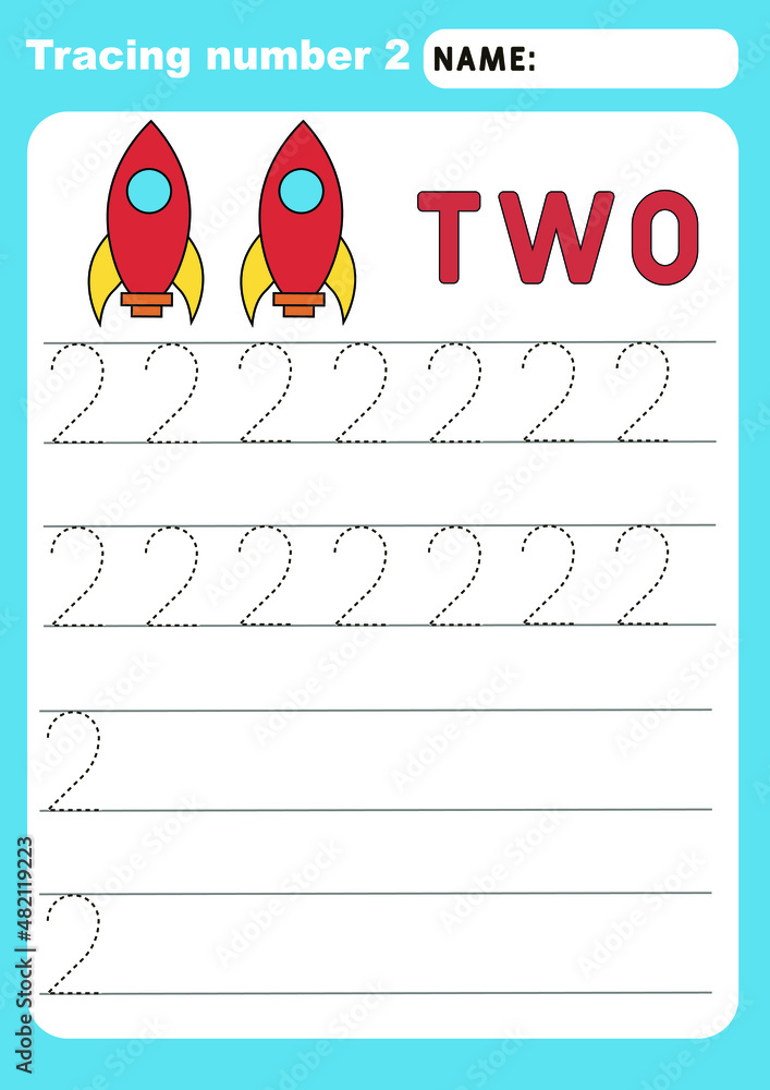 Writing practice number two printable worksheet for kids to improve ...