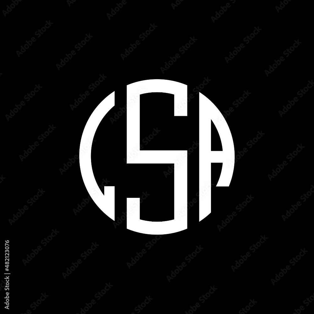 LSA letter logo design. LSA modern letter logo with black background ...