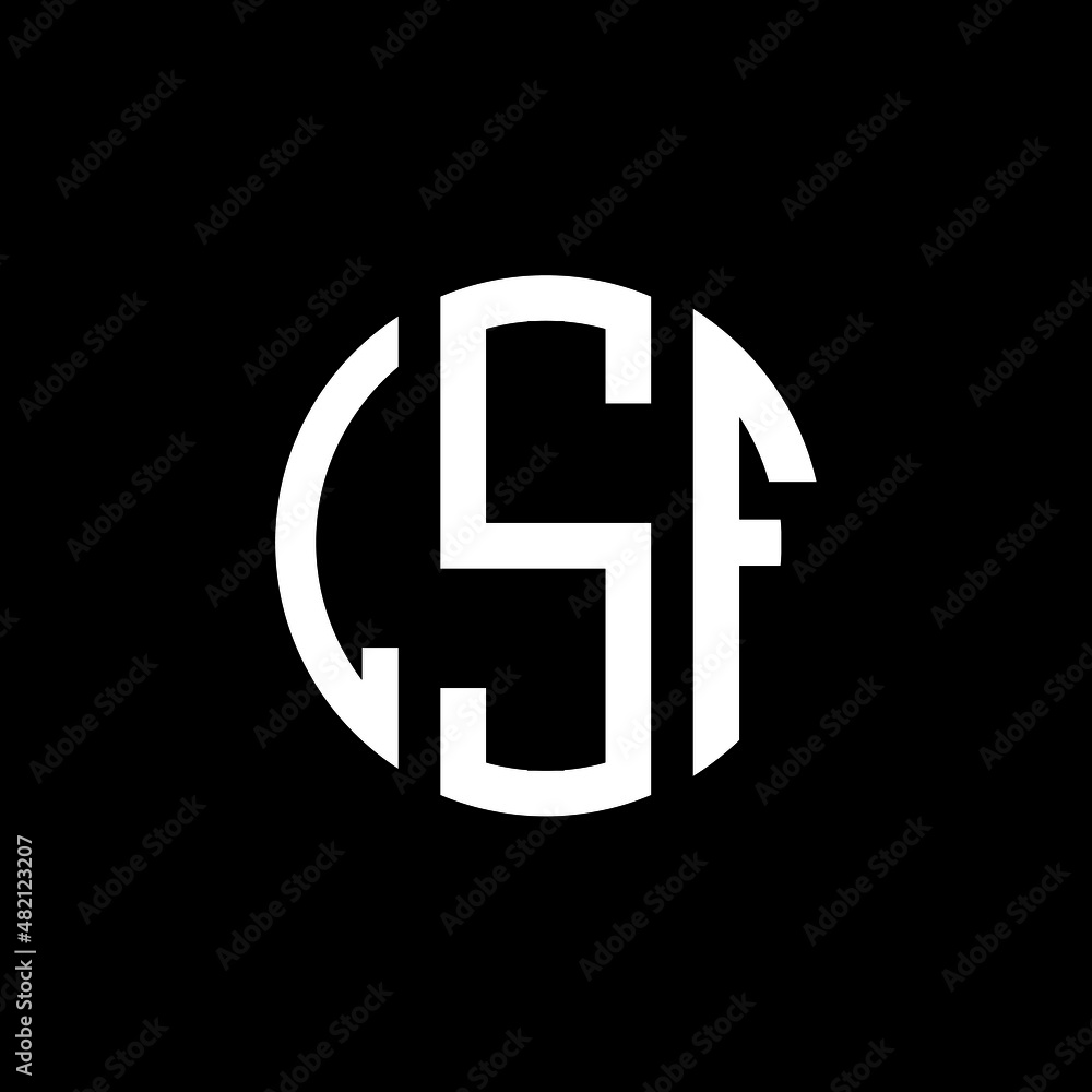 LSF letter logo design. LSF modern letter logo with black background ...
