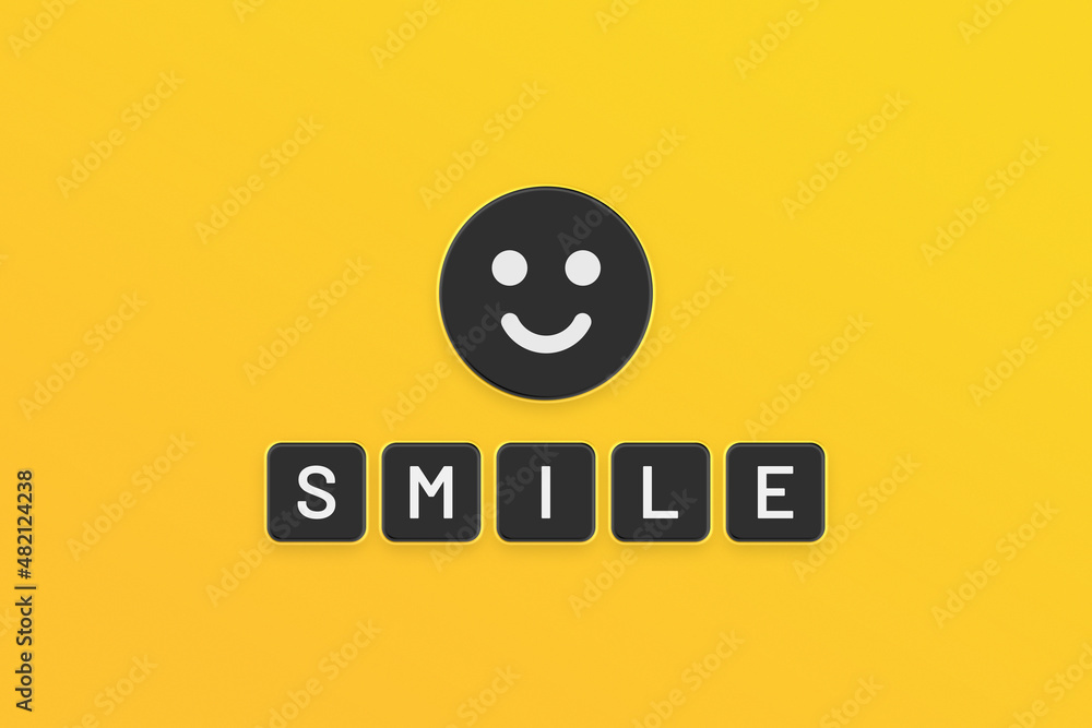 Smile icon template design. Smiling emoji vector on yellow background ...